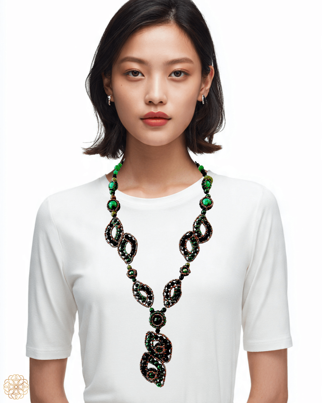 Organic green gemstone patterned necklace - Sundara Joon