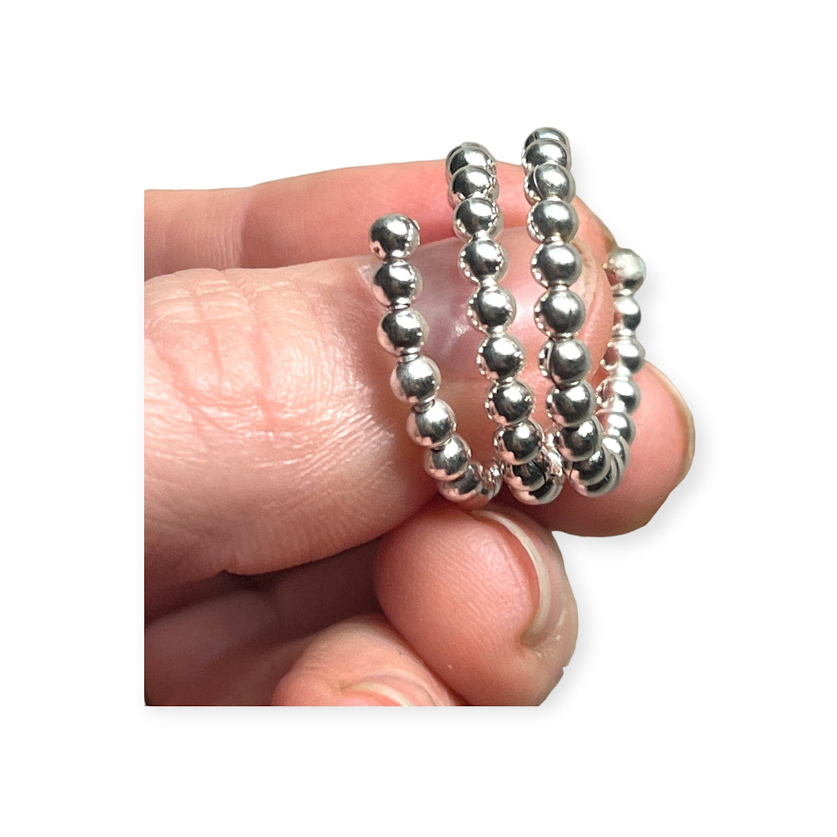 Beaded silver ring in a serpentine style - Sundara Joon